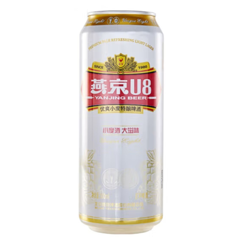 燕京啤酒 8度U8优爽小度特酿啤酒 500ml*12听易拉罐整箱装_虎窝淘