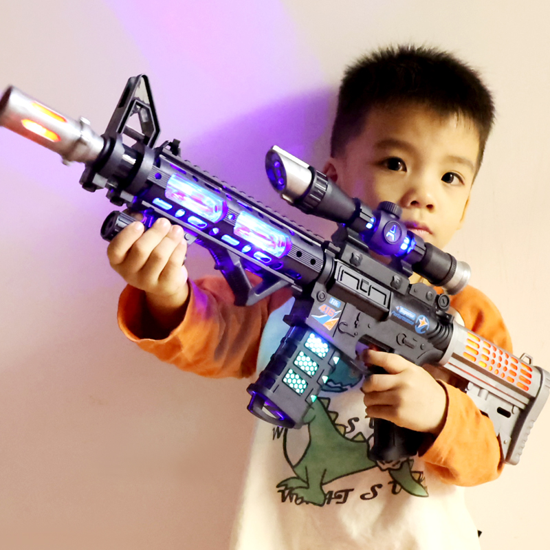 儿童童发声光电动玩具音乐宝宝小男孩男孩子仿真声音冲锋枪电动玩具枪