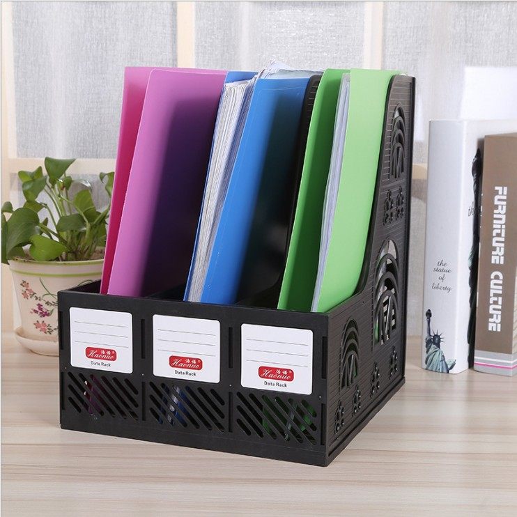 办公用品批发多功能文件框筐三联四联资料架桌面收纳A4加厚文件栏_虎窝淘