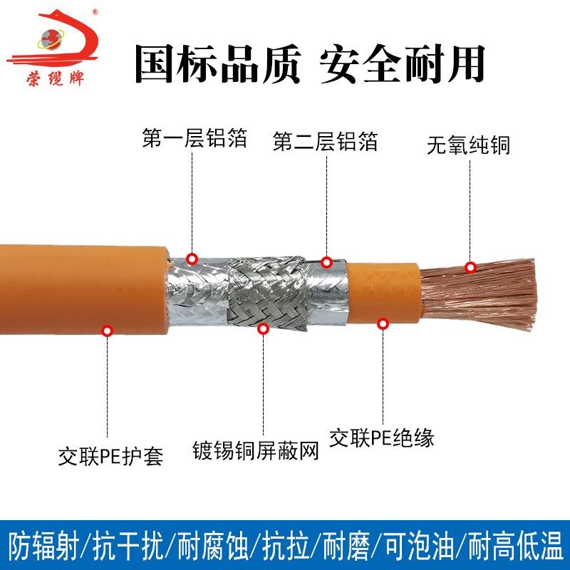 国标单芯屏蔽高压线EVRP电动汽车抗干扰电源线耐油交联PE屏蔽线_虎窝淘