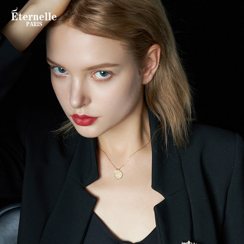 法国Eternelle原创头像金币项链2024年新款轻奢小众高级感锁骨链_虎窝淘