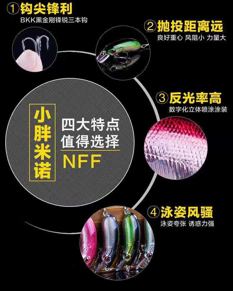 CC60摇滚小胖子路亚饵米诺鲈鱼黑鱼翘嘴硬饵假饵带血槽钩5只包邮_虎窝淘