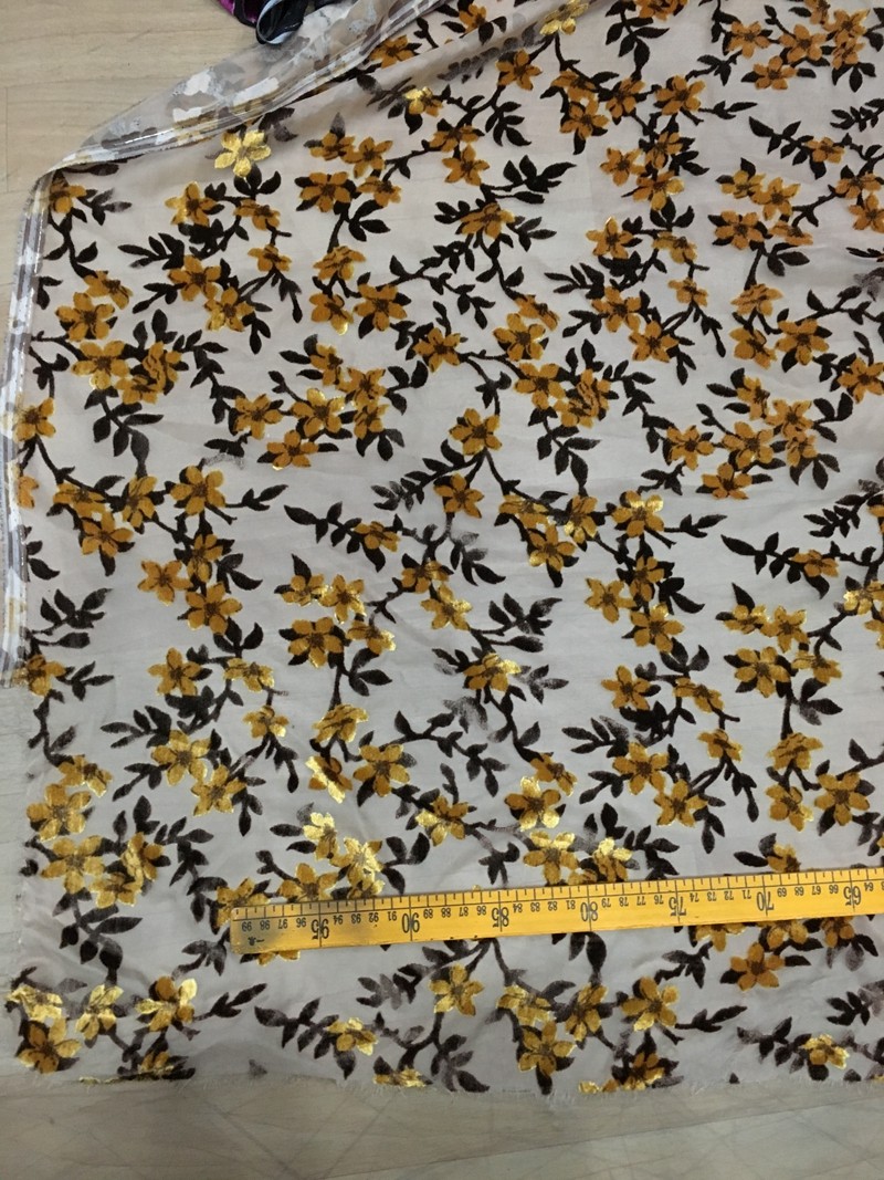 透明黄色真丝丝绒布料面料新款超薄海绵垫