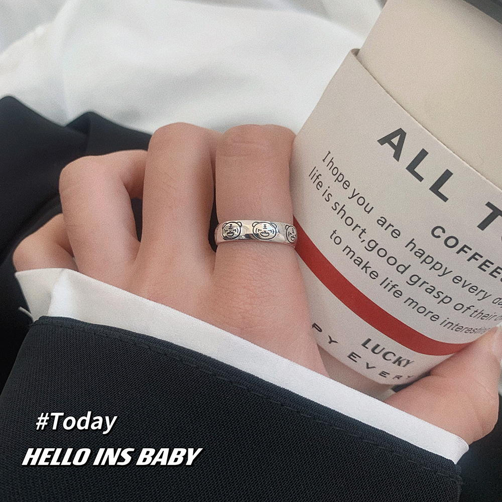 刻字s925纯银本命年小老虎铜钱戒指女可爱ins潮送礼物2022年新款_虎窝淘