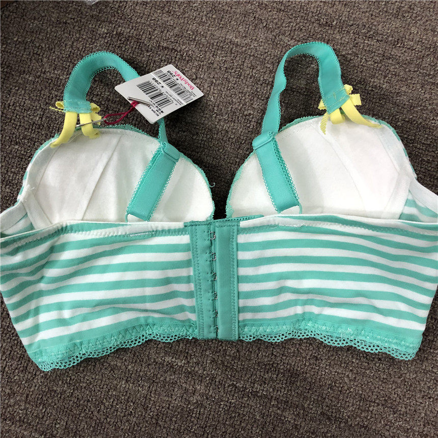 衣恋旗下body pops薄荷绿Y14-2条纹六排扣收副乳聚拢内衣BR511A81_虎窝淘