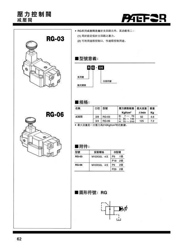 台湾百富PAEFOR压力控制减压阀RG-06-B RG-06-C RG-06-H_虎窝淘