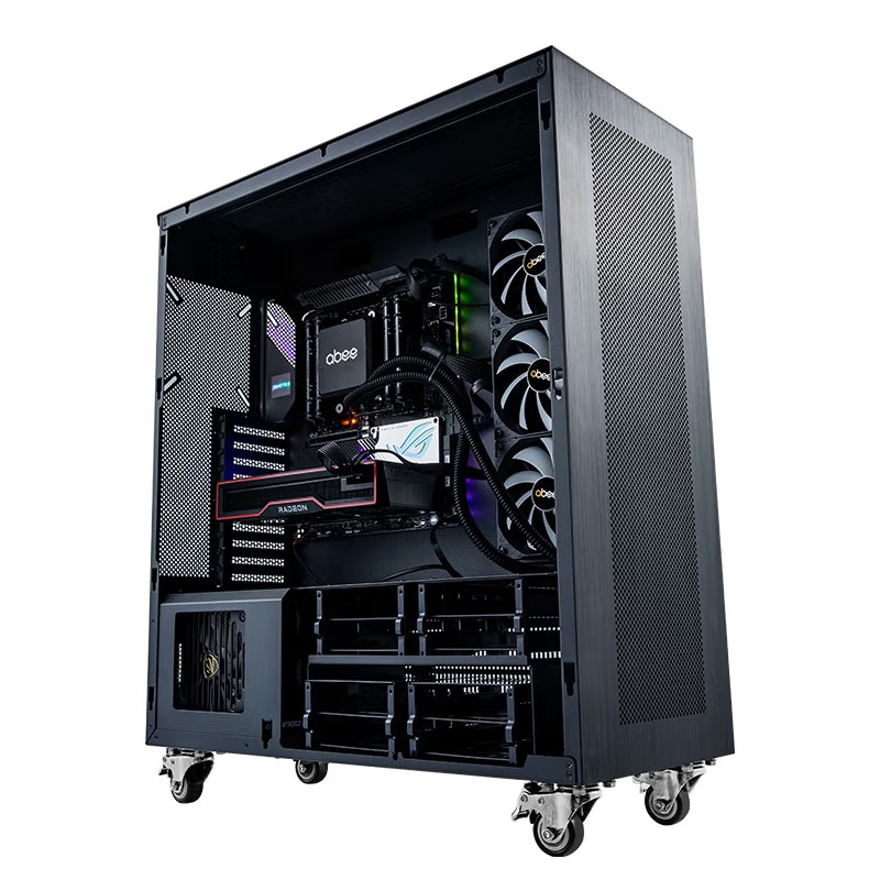 abee Designer C990H黑全塔电脑机箱EEB主板/双电源仓/全铝机壳_虎窝淘