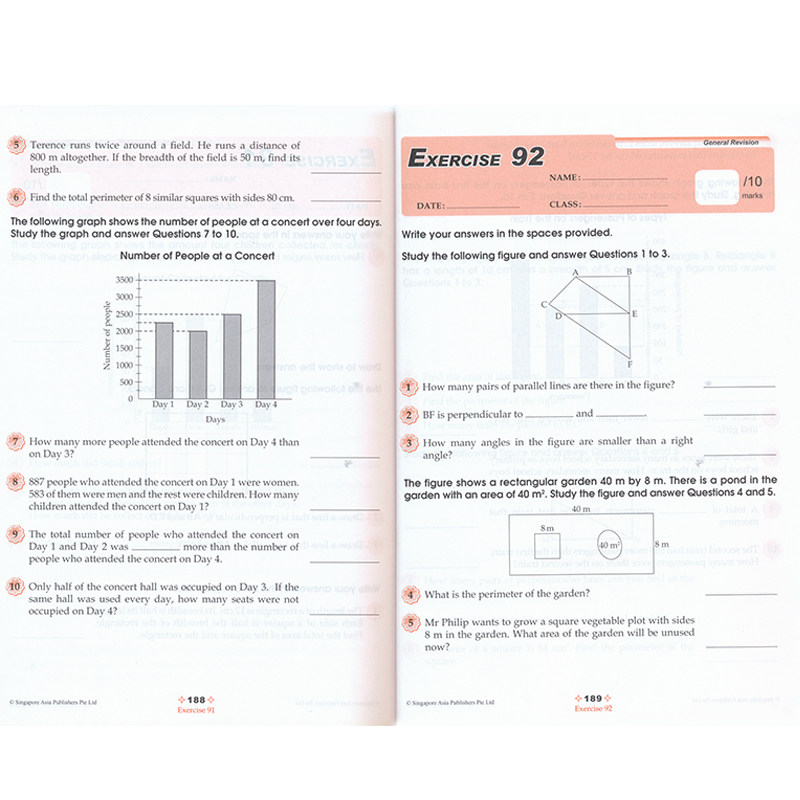 SAP Conquer Mathematics 3三年级数学练习册新加坡小学数学攻克版英文版四则运算分数测量体积时间金钱几何面积周长柱状图 3 ...