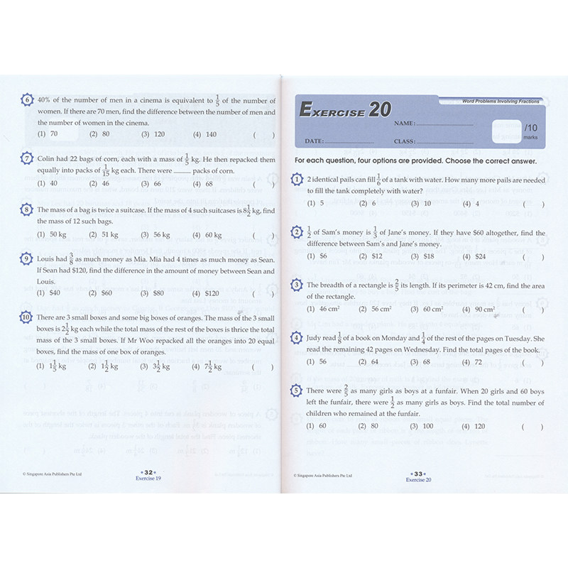 SAP Conquer Mathematics 6六年级数学练习册数学分数百分比比例专项训练新加坡数学攻克版小学教辅教材英文版数学建模法_虎窝淘