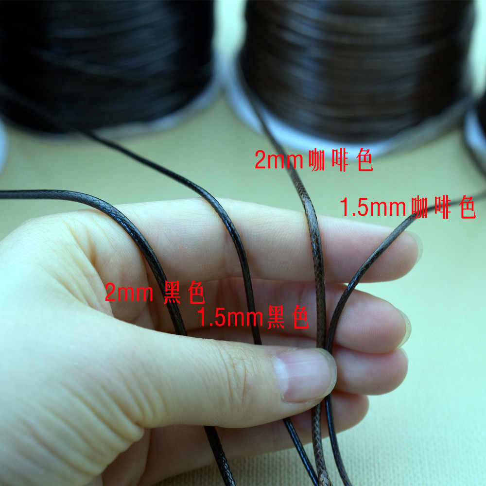 1.5mm 2mm吊坠配绳 DIY项链韩国软皮腊绳45cm+5cm延长链黑色咖色_虎窝淘
