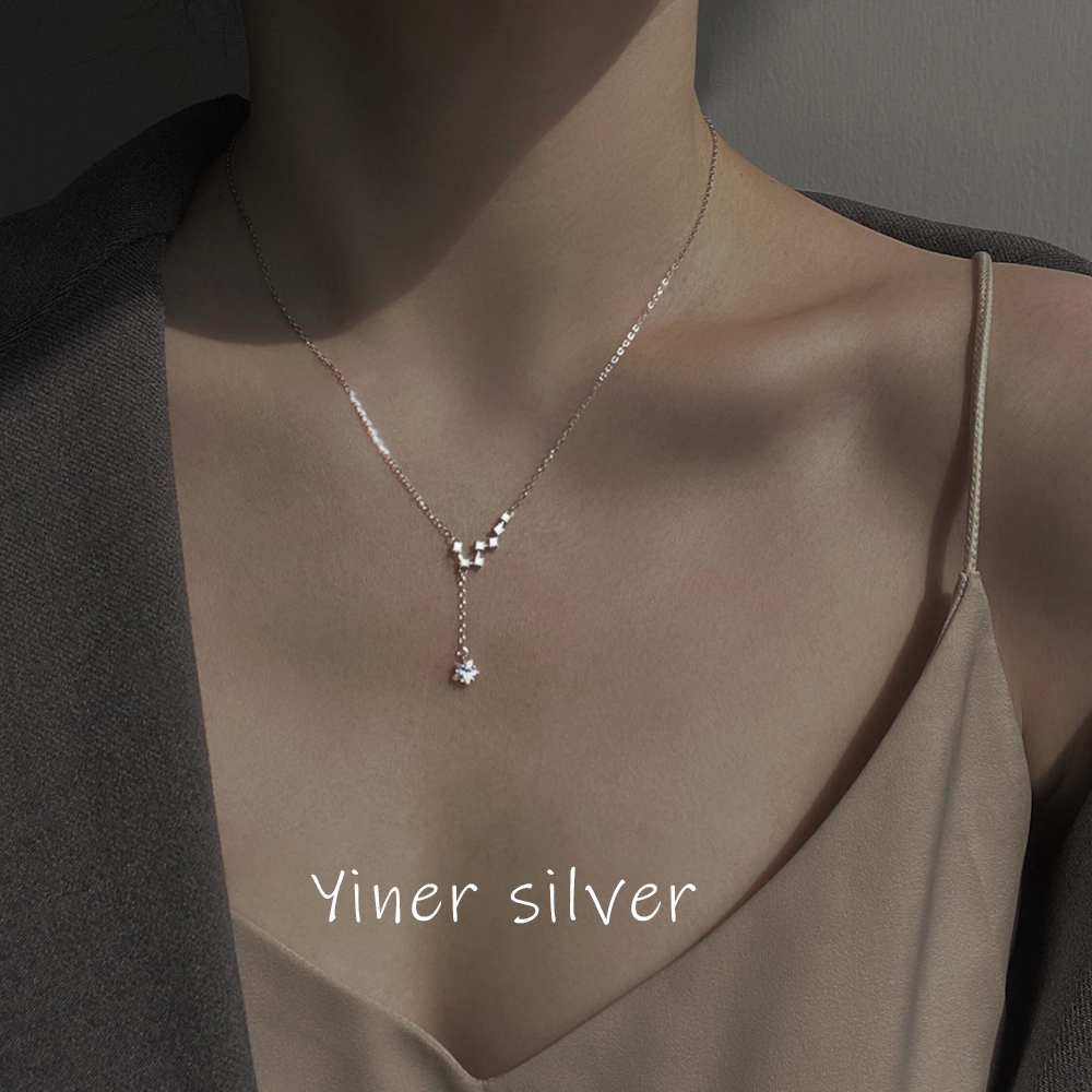 S925纯银项链小众女2022年新款北斗七星轻奢锁骨链高级设计感礼物_虎窝淘