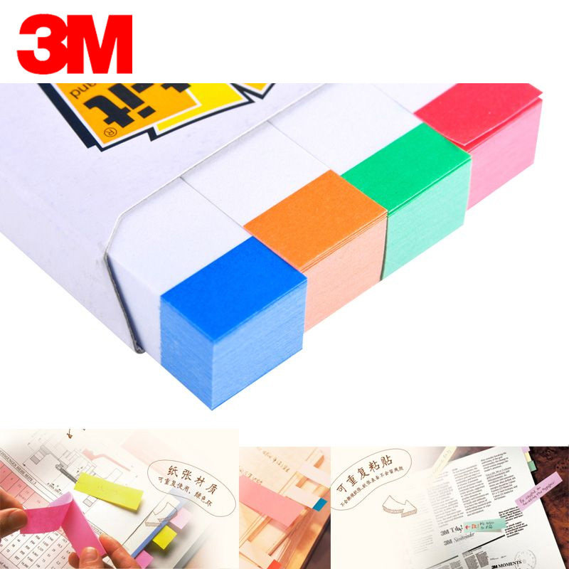 美国3M post-it 550R报事贴纸质指示标签贴便条纸重点标识阅读分类备忘记事贴贴荧光彩色条状5色 500张/包_虎窝淘