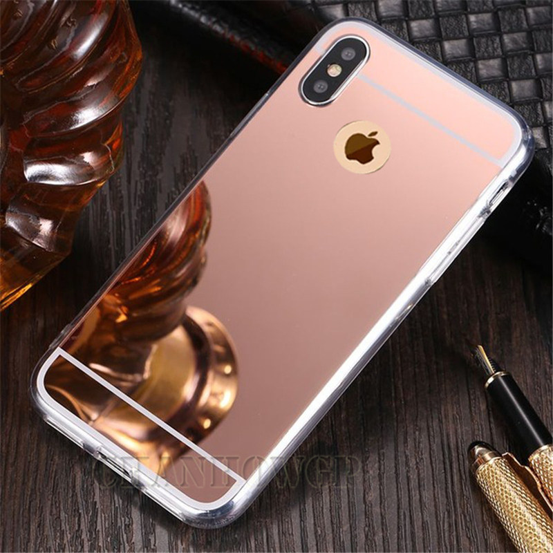 Luxury Soft Silicone Mirror Case for iPhone X XS Max XR Pho_虎窝淘