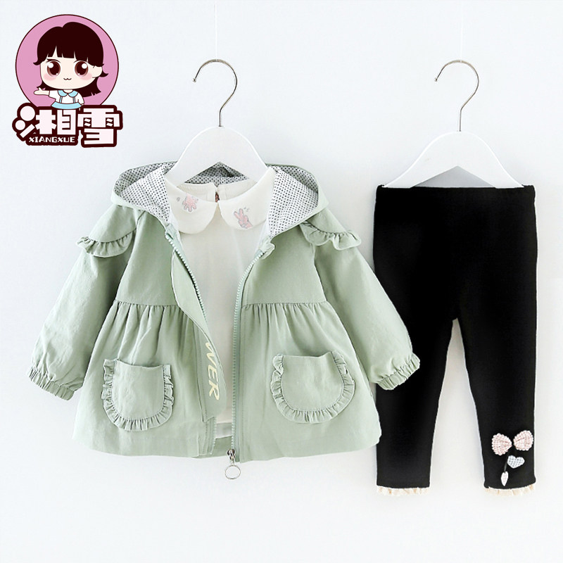 洋气女童套装春装时髦婴儿童装周岁公主外出服女宝宝春春季三件套_虎窝淘