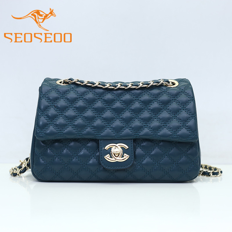 南奥袋鼠女包SEOSEOO小香风单肩斜挎包菱格软面潮流气质潮链条包_虎窝淘