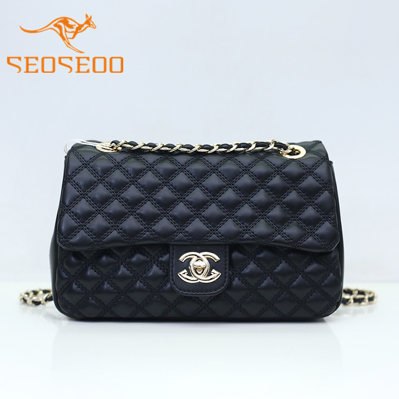 南奥袋鼠女包SEOSEOO小香风单肩斜挎包菱格软面潮流气质潮链条包_虎窝淘