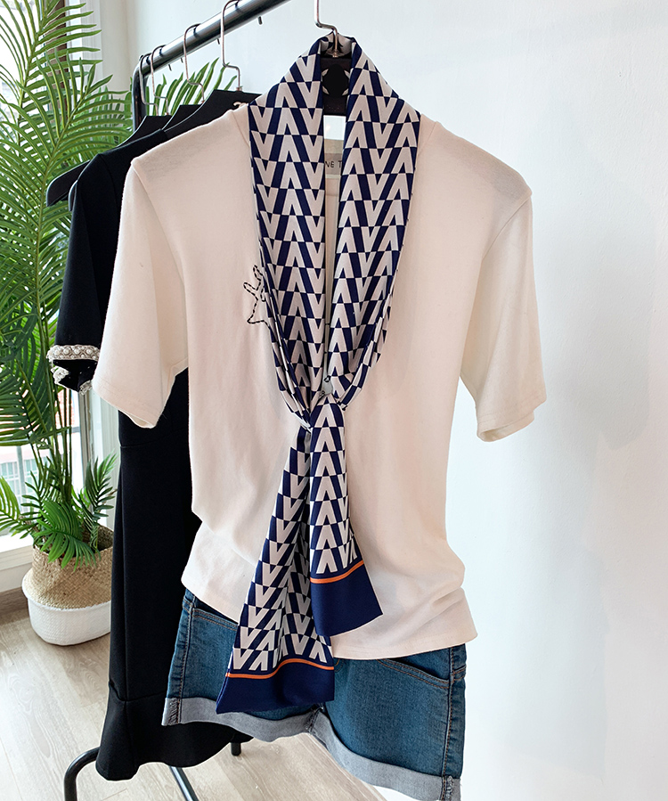 年会活动红色小丝巾领巾女春秋装饰衬衫t恤细窄长条围巾夏季腰带_虎窝淘