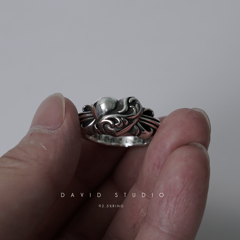 David studio925纯银爱心桃心十字架周扬青情侣同款男女士戒指_虎窝淘
