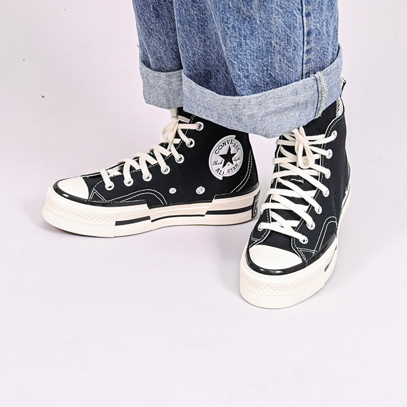 CONVERSE匡威Chuck 70 Plus情侣款拼接高帮帆布鞋A00916C A00915C_虎窝淘