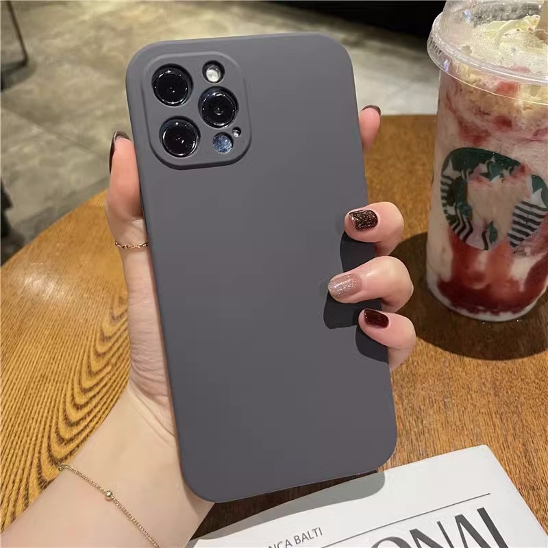 简约炭灰色适用14苹果13promax手机壳12mini液态硅胶11pro全包软X_虎窝淘