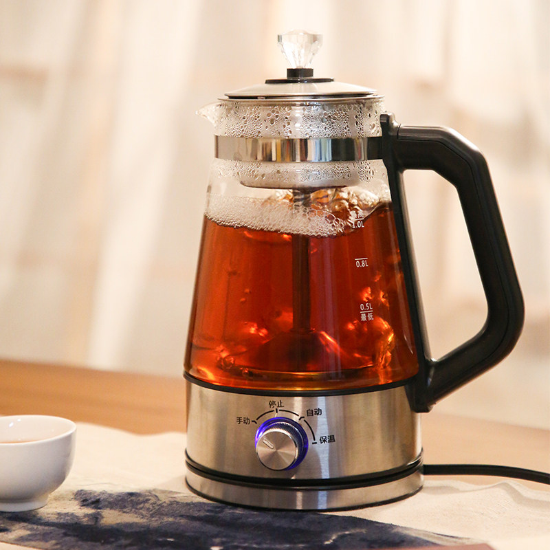 喜猪黑茶煮茶壶家用全自动蒸汽喷淋保温玻璃电热花茶普洱蒸茶壶_虎窝淘