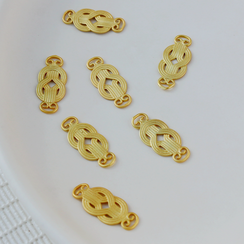 18k哑金包金保色古法金如意吊坠8*19mm链接片diy手工饰品配件_虎窝淘
