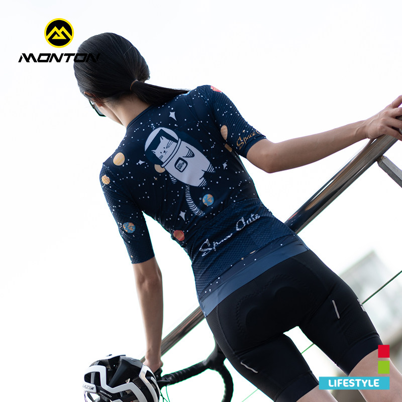Monton脉腾骑行服春秋夏季男女短袖透气速干公路骑行长上衣太空猫_虎窝淘