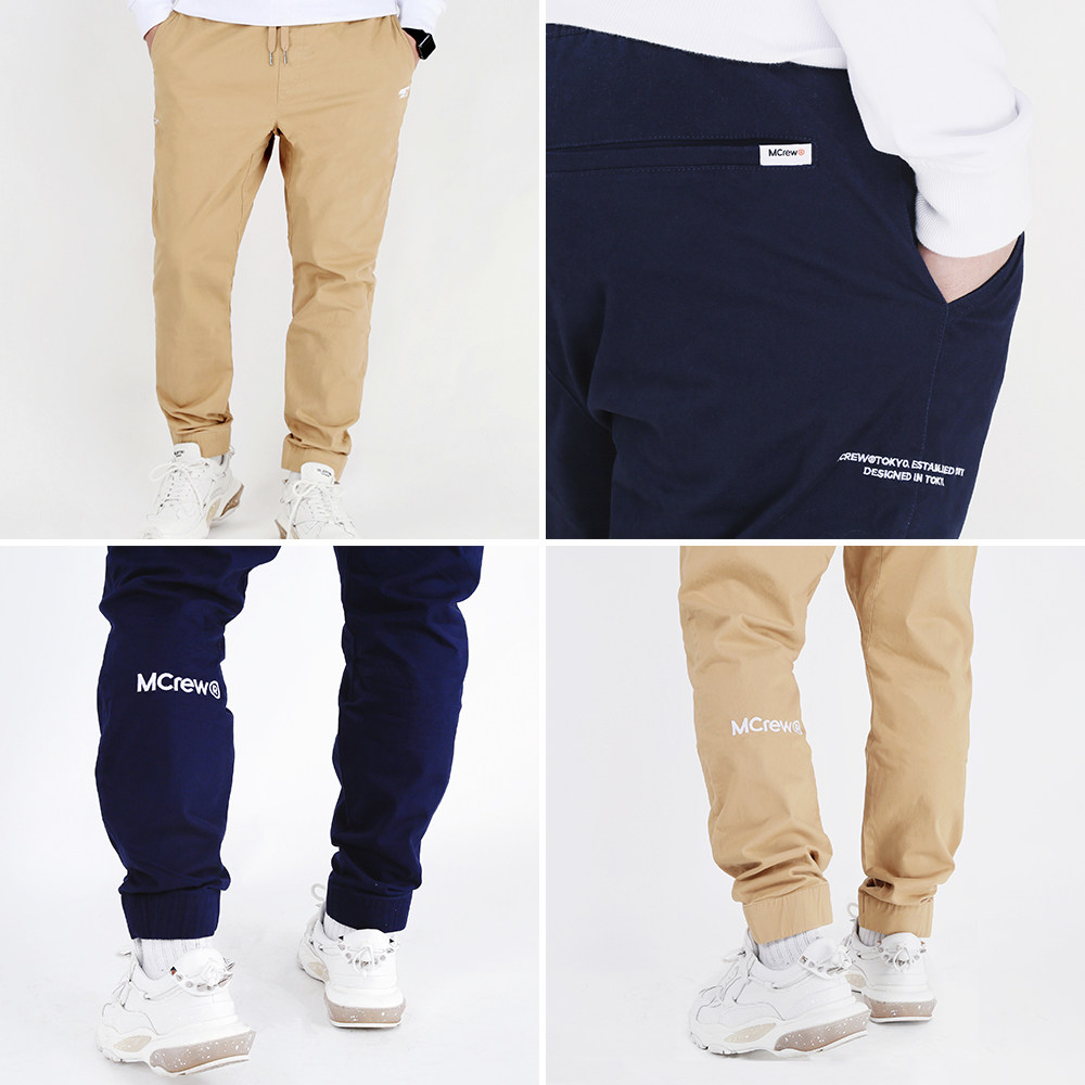 MCREW CABEAR系列LOGO刺绣藏青蓝卡其色斜纹工装布裤长裤_虎窝淘