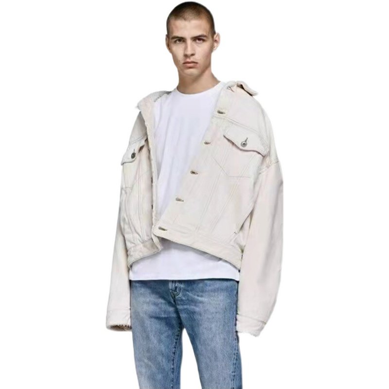 Yeezy Season 5 Sherpa Jean Jacket羊羔夹克牛仔水洗_虎窝淘