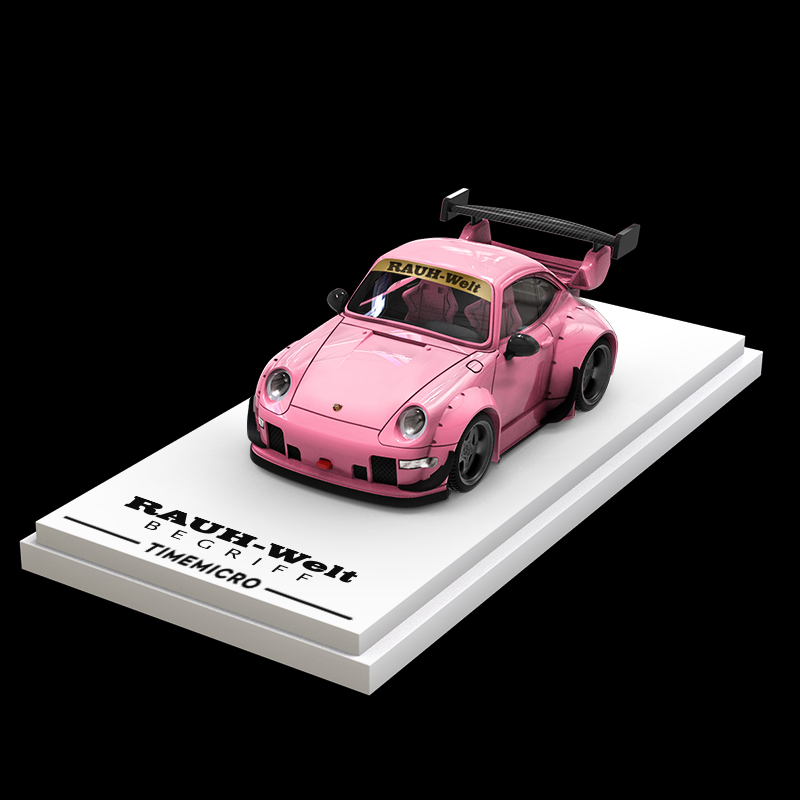 TM1:64 Q版保时捷RWB跑车粉色涂装人偶手办仿真合金微缩汽车模型_虎窝淘