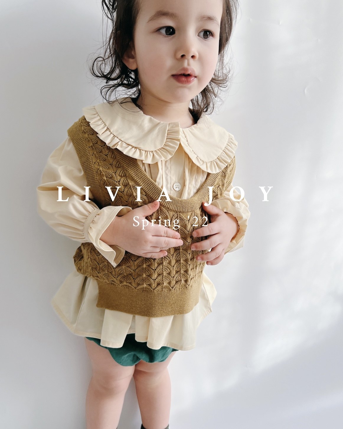 Livia Joy春款深U领纯棉针织毛衣马甲背心男童女童儿童_虎窝淘