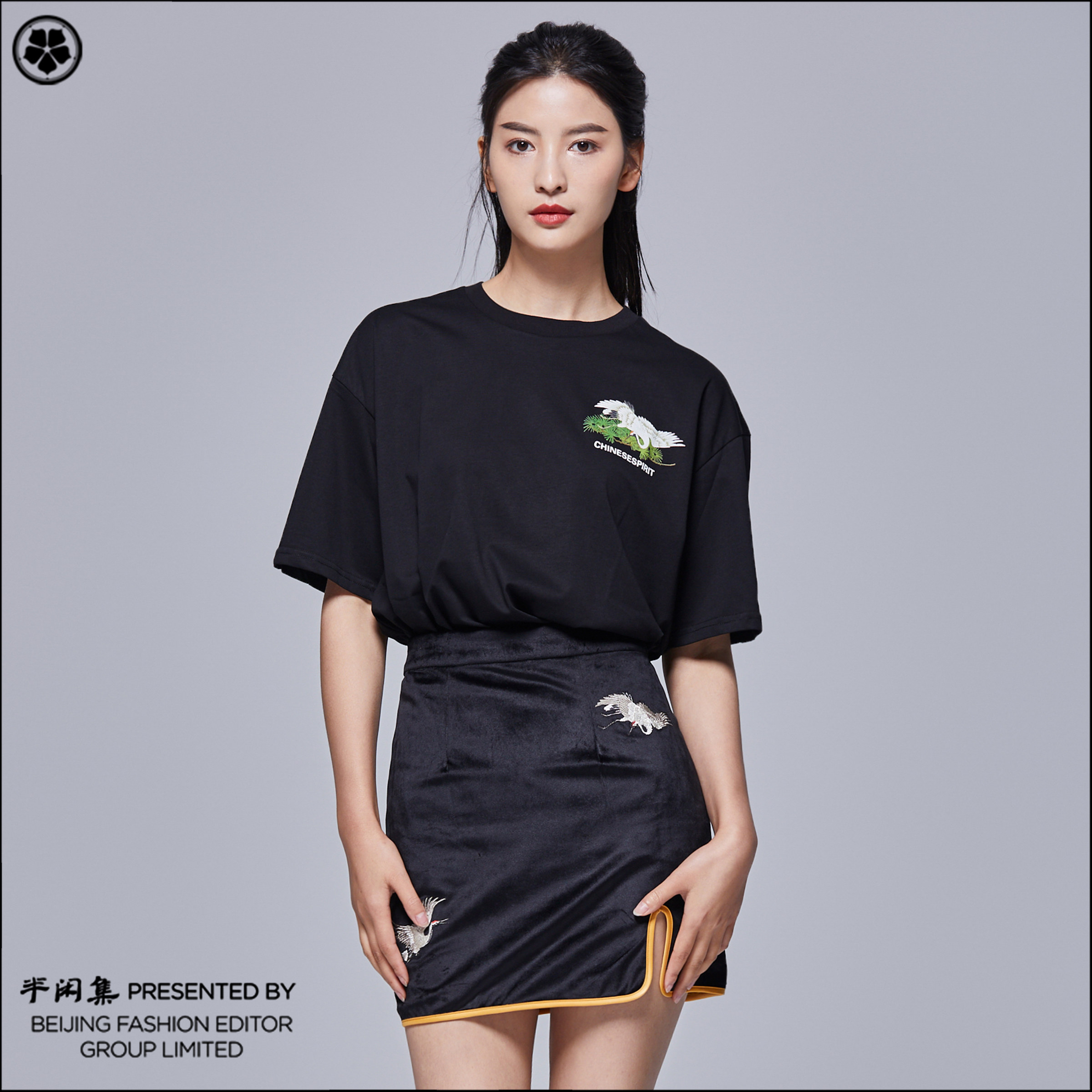 半闲集中国风短袖男国潮嘻哈松鹤印花春夏新款T恤夏圆领宽松上衣_虎窝淘