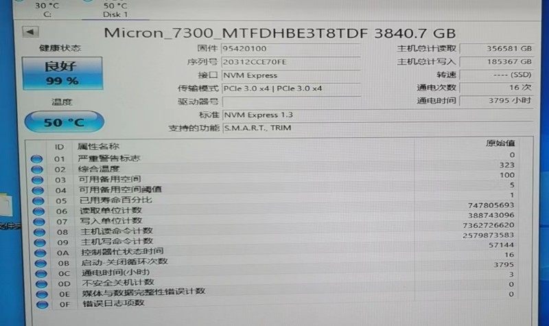 镁光 7300PRO 3.84T U2 nvme PCIE企业级固态高寿命高速ssd_虎窝淘