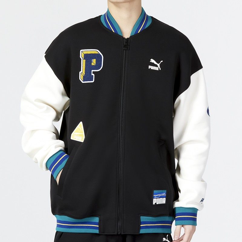 PUMA彪马外套男女款2023春季新款立领夹克拼接棒球服潮677373-01_虎窝淘
