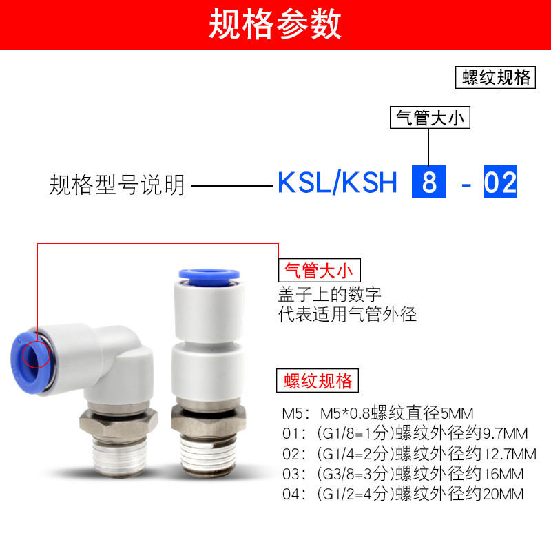 气动SMC型KSL/KSH04/6/8/10/12-M5/01/2/3/04S高速可旋转气管接头_虎窝淘