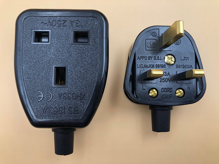 英式香港式BS1363/A 13A三脚方头纯铜带保险工业接线公母对接插头_虎窝淘