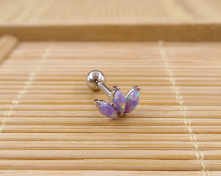 欧泊石opal唇钉澳宝唇环穿刺饰品耳骨钉小耳朵钉1.2mm粗针_虎窝淘