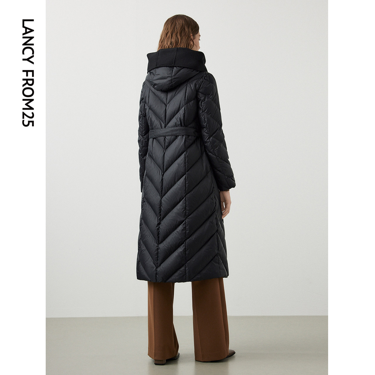 朗姿羊毛鹅绒服2023年冬季新款收腰高腰中长款显瘦羽绒服外套女_虎窝淘