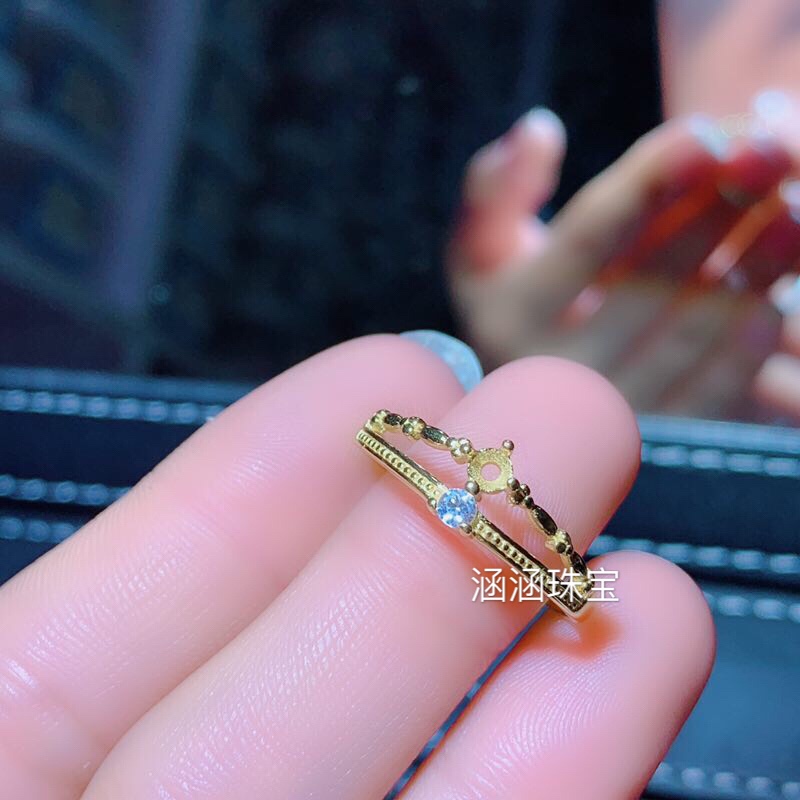 s925银活口戒指空托时尚精致圆形3*3m代镶嵌是日韩礼物饰品托_虎窝淘