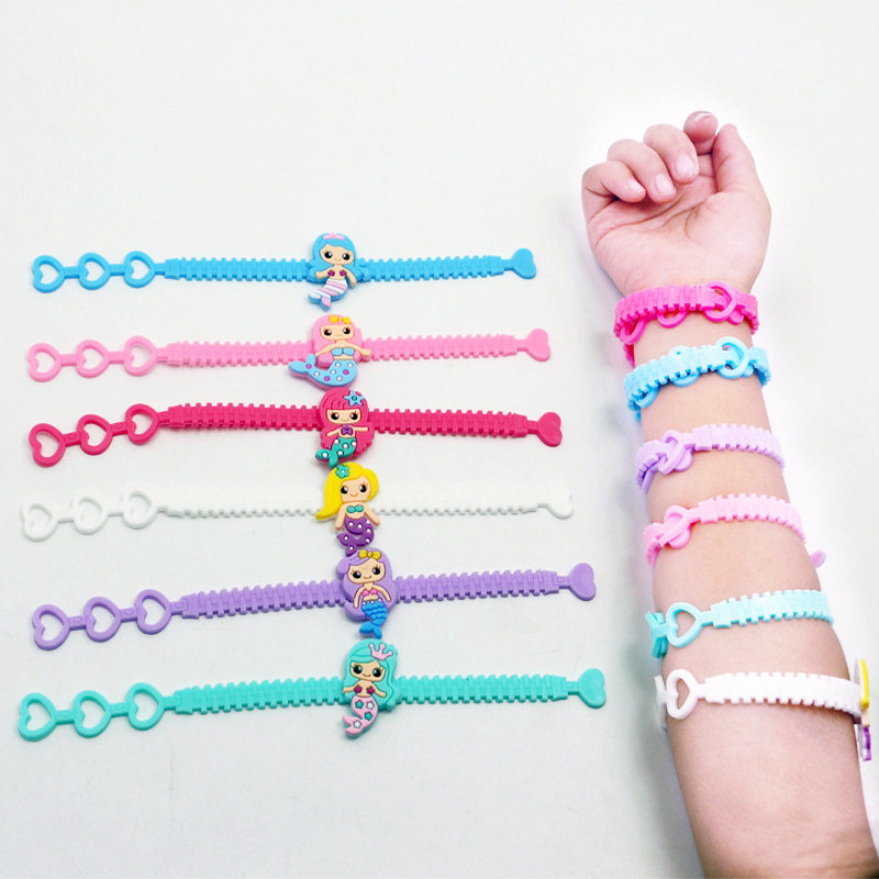 6个环保pvc手链手腕带美人鱼儿童手环Mermaid Wrist Band派对礼品_虎窝淘