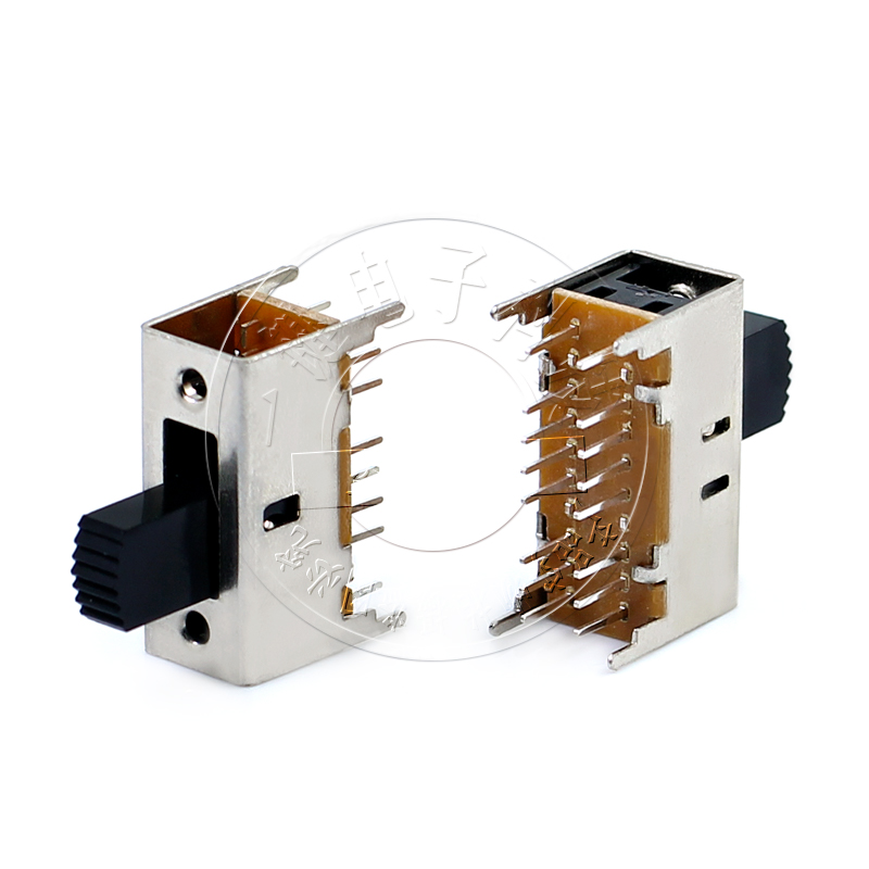 SS-43D01（4P3T）14mm柄高3档拨动滑动开关4只固定脚 16只脚立式_虎窝淘