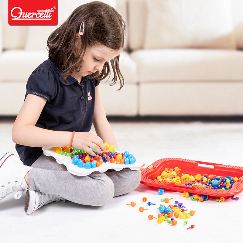 进口启迪quercetti儿童蘑菇钉益智玩具插板大颗粒拼图宝宝早教3岁_虎窝淘