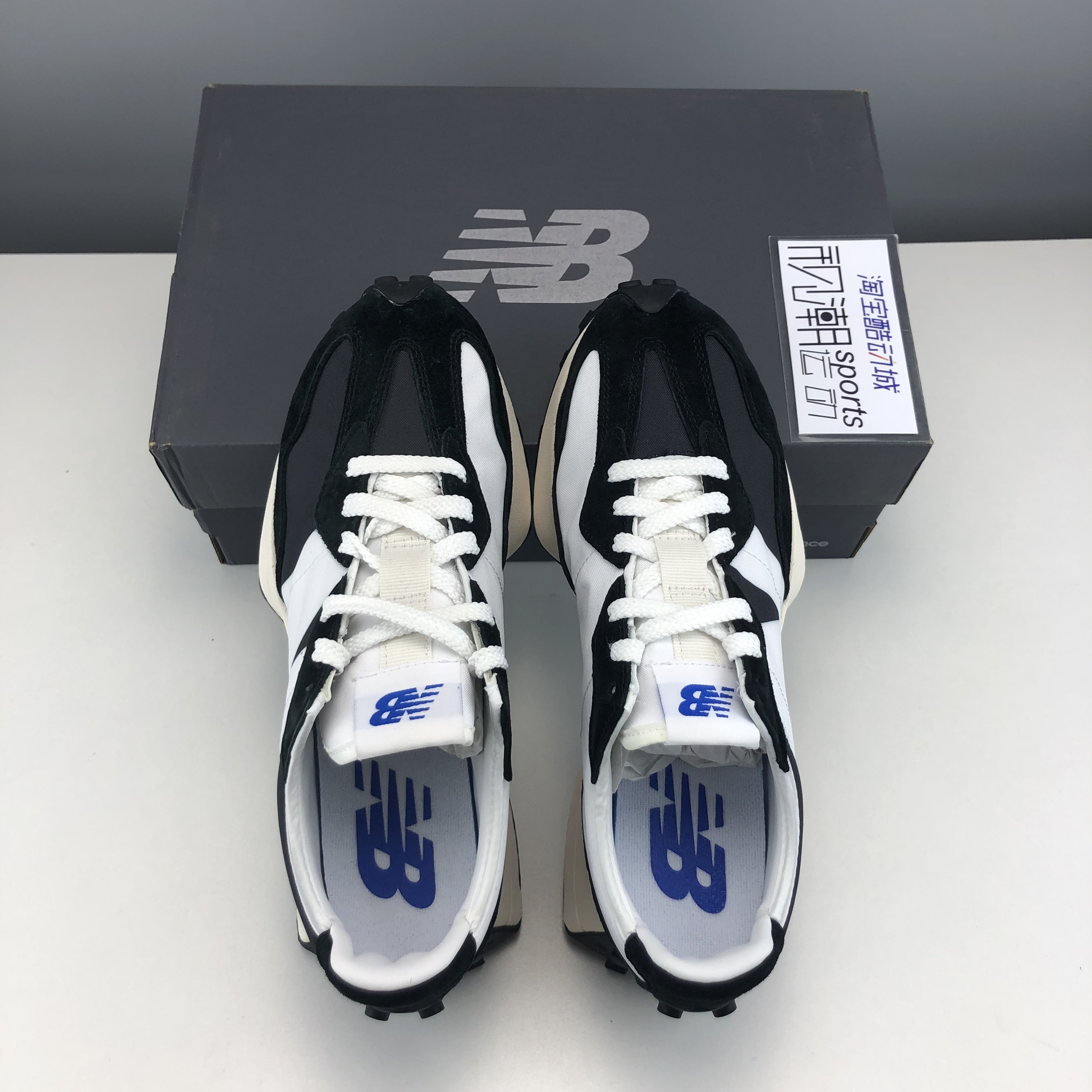 NewBalance NB327系列黑白复古男女增高低帮休闲跑步鞋 MS327LB1_虎窝淘