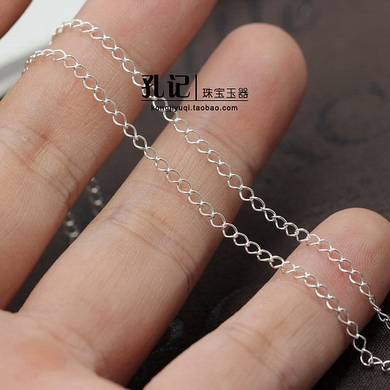 孔记美国S925银侧身链2.1mm粗细项链手链延长链散链DIY饰品配件_虎窝淘