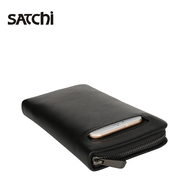 Satchi/沙驰手包真皮手拿包时尚商务男士手机钱包头层牛皮手抓包_虎窝淘