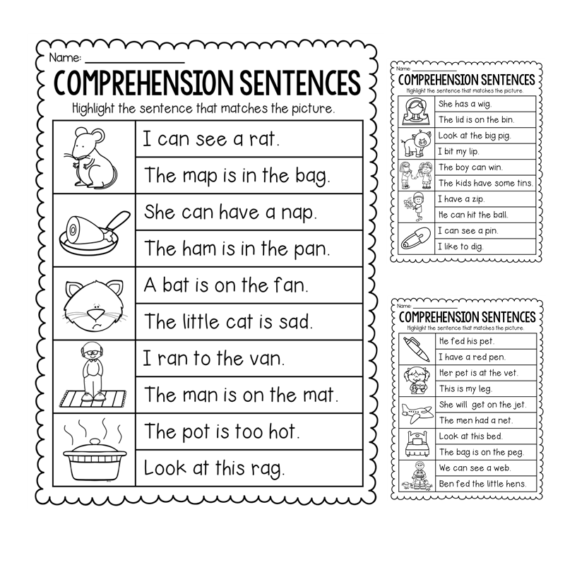 CVC reading comprehension Training Figures Choose Sentences English ...