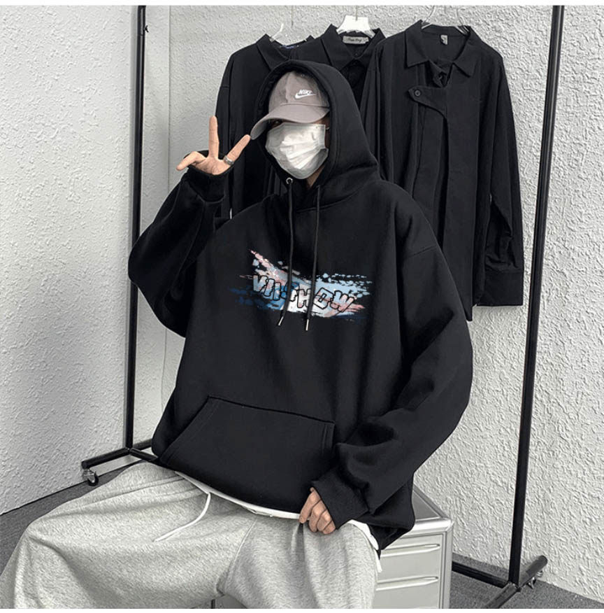 VIISHOW潮牌正品秋季精品卫衣男版字母风景印花街头宽松连帽衫_虎窝淘