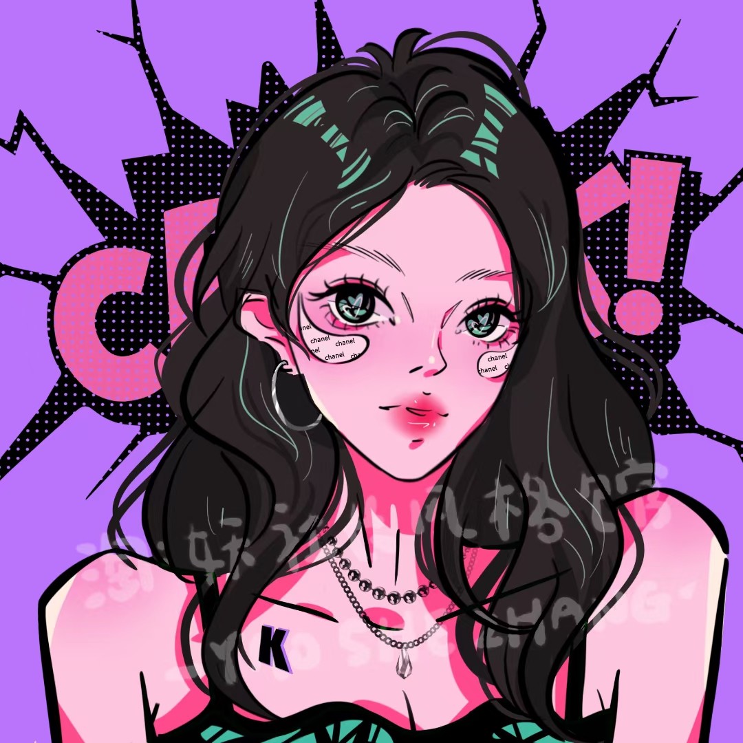 原创甜酷ins可爱头像高级赛博朋克蒸汽波情侣女生日礼物手绘照片_虎窝淘