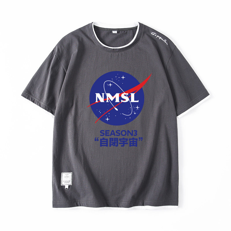nmsl自闭宇宙非nmslofficiaT恤短袖小清新假两件衣服男女圆领_虎窝淘