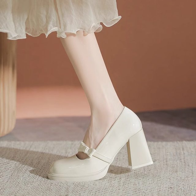 Uncle Six O'Clock Genuine Leather Bow Square Toe Mary Jane Women's ...